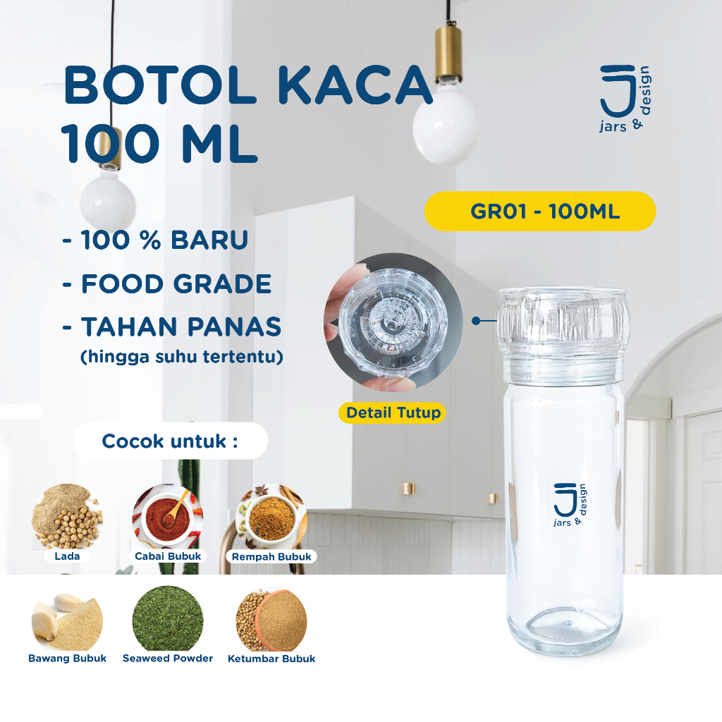 Jual GR01 - Botol Kaca / Botol Bumbu Kaca 100ml | Shopee Indonesia