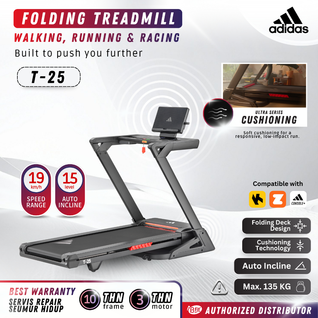Jual ADIDAS T25 - Alat Fitness Treadmill Listrik Premium - Auto Incline ...