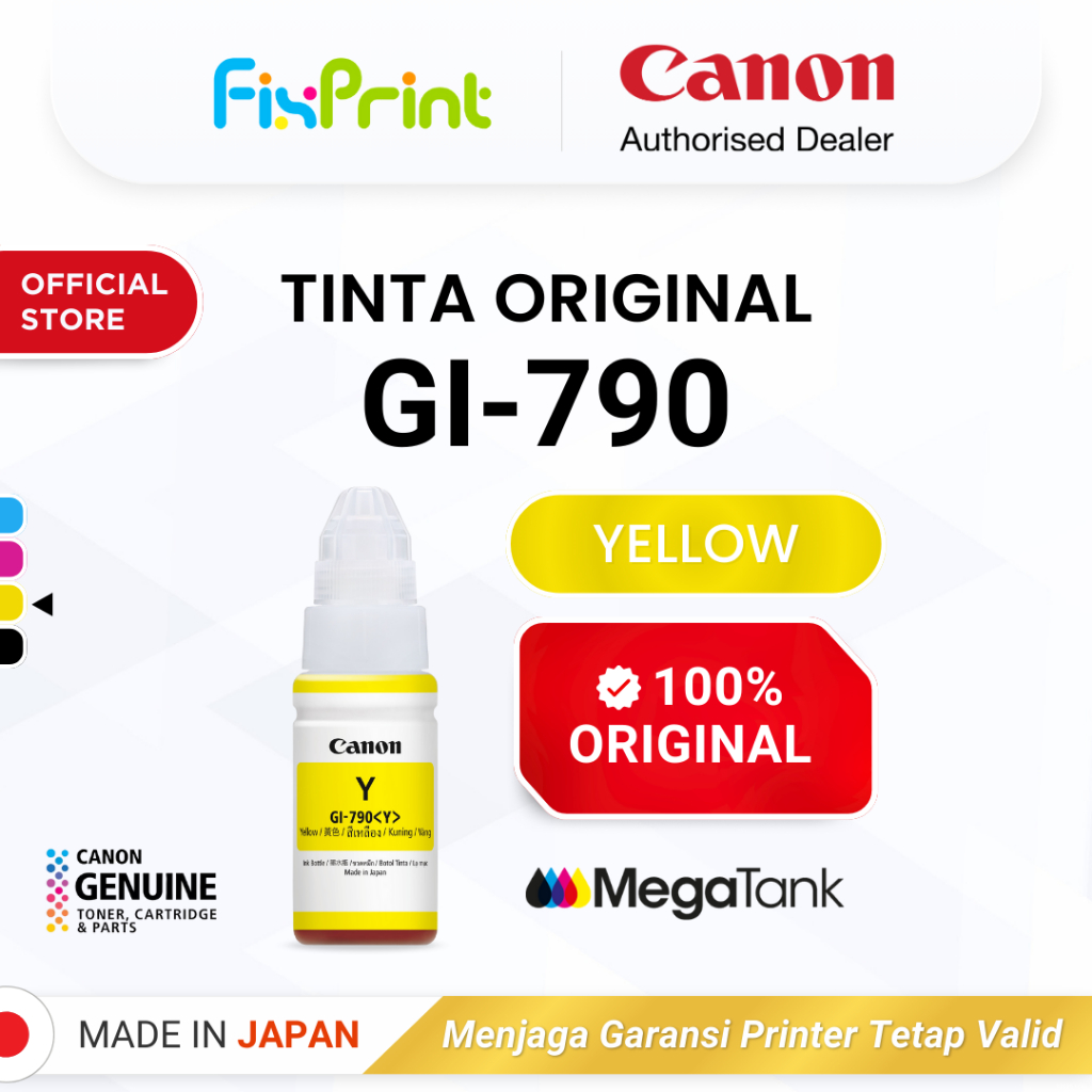 Jual FixPrint 100% ORIGINAL Tinta Canon GI 790 Yellow - Printer G1010 ...