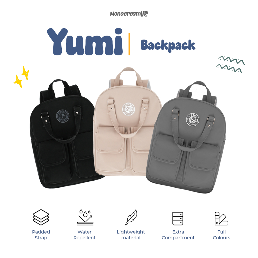 Jual Monocreamy Yumi Tas Ransel Premium Wanita Tas Laptop Tahan Air Tas ...