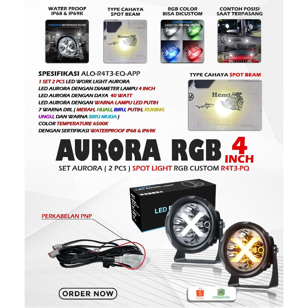Jual Lampu sorot premium Aurora model ALO-R4T3-EQ-APP 4 INCH RGB ...