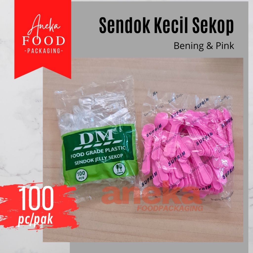 Jual 100pc- Sendok sekop plastik SUPRIM & DM bening puding es krim ...