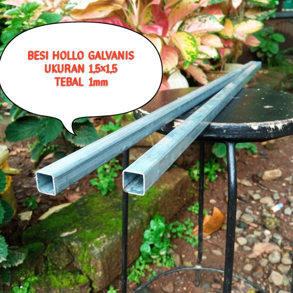 Jual besi hollo galvanis ukuran 1,5×1,5 tebal 1mm panjang 100cm, untuk ...
