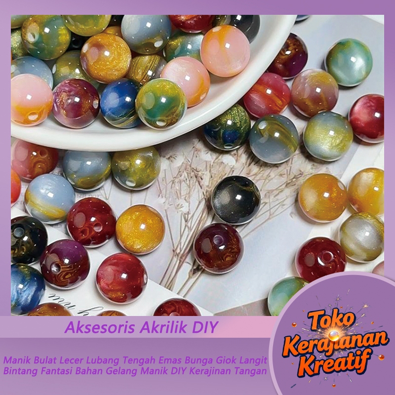 Jual Manik Bulat Lecer Lubang Tengah Emas Bunga Giok Langit Bintang ...
