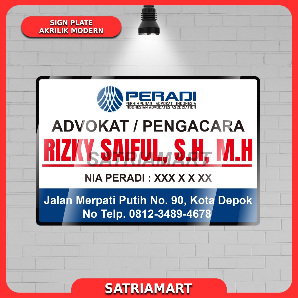 Jual Custom Papan Nama Akrilik Nama Notaris/Nama Pengacara/Nama Advokat ...