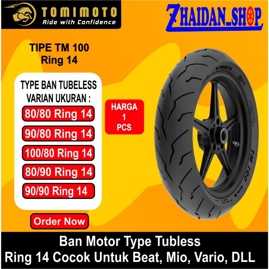 Jual Obral Promo TOMIMOTO TM100 Ban Motor Matic Beat Vario Mio Dll Ring ...