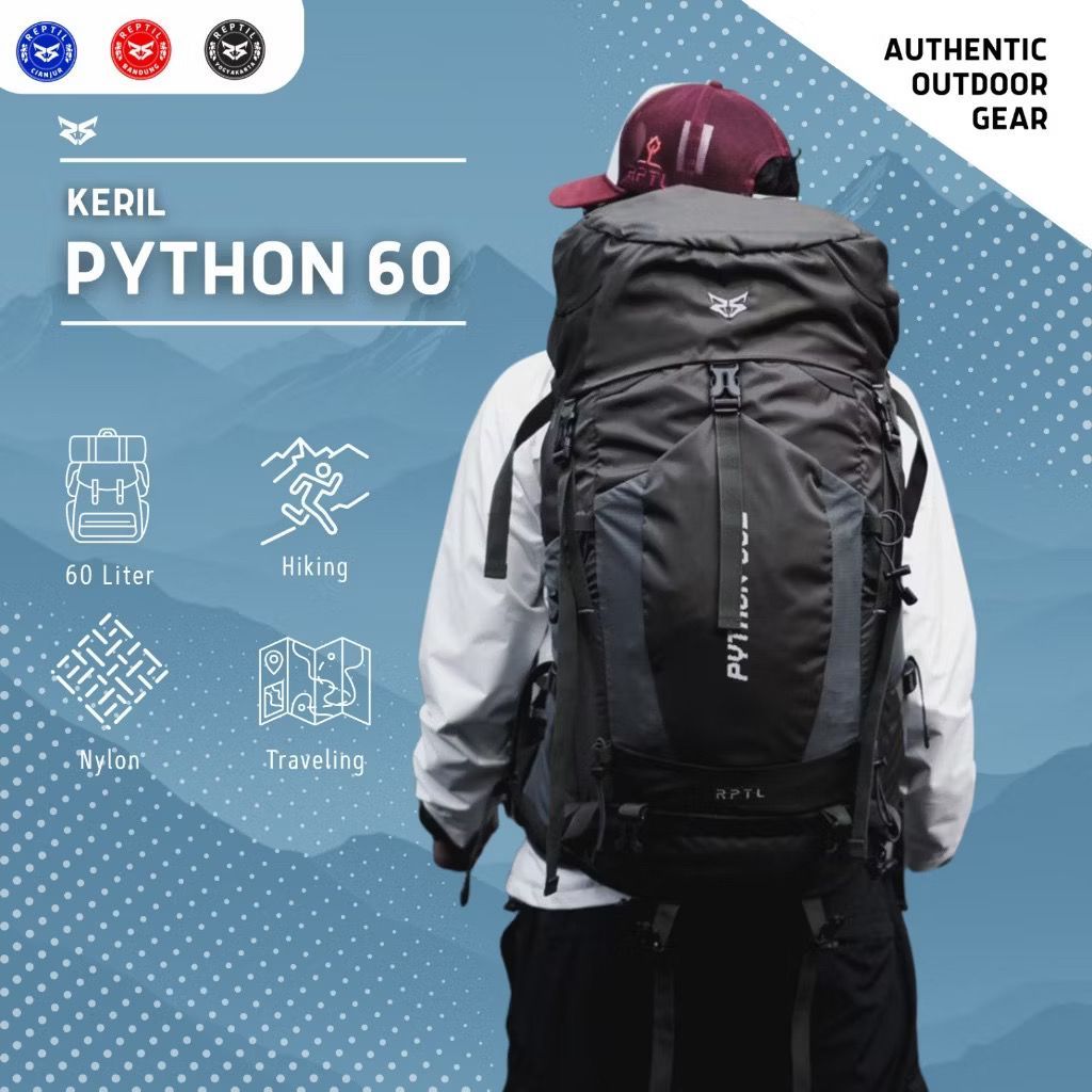 Jual TAS GUNUNG/CARRIER 60L REPTIL ADVENTURE PYTHON series | Shopee ...
