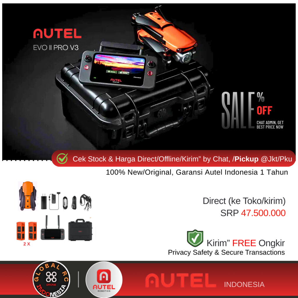 Jual Autel EVO II PRO V3 EVO 2 PRO V3 Battery 2x Drone Aerial Mapping ...