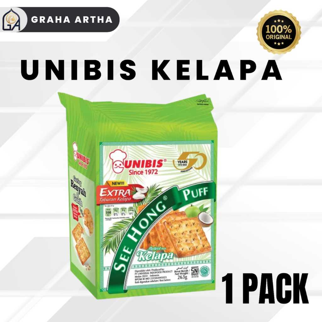 Jual Graha Artha - Biskuit Unibis See Hong Puff Kelapa Malkist 1 Pack ...