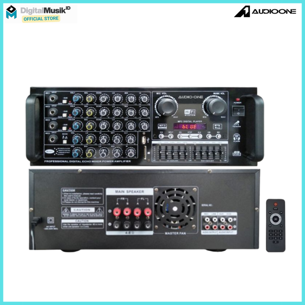Jual AUDIO ONE Amplifier Bluetooth K-1665 Subwoofer Full Bass 4 Mic USB ...