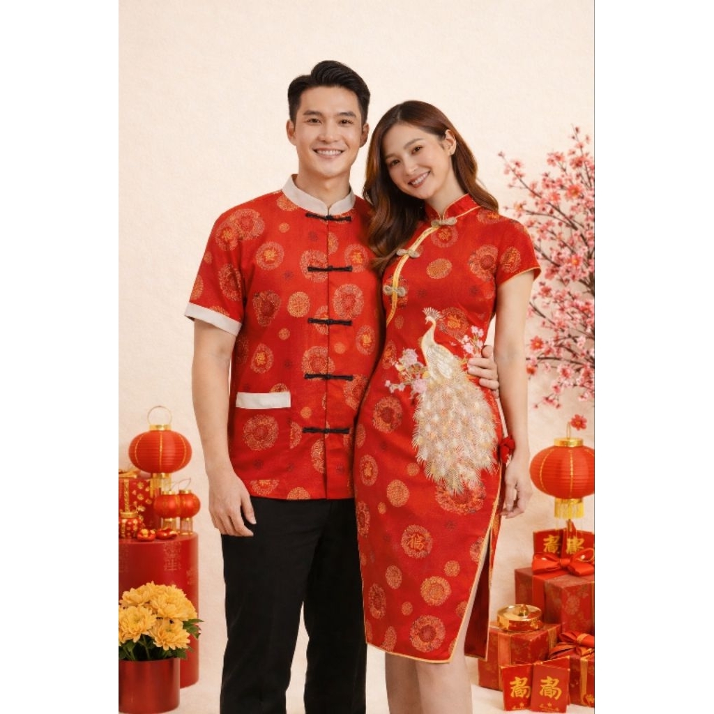 Jual BAJU COUPLE KEMEJA/ DRESS CHEONGSAM IMLEK PRIA DAN WANITA/SANGJIT ...