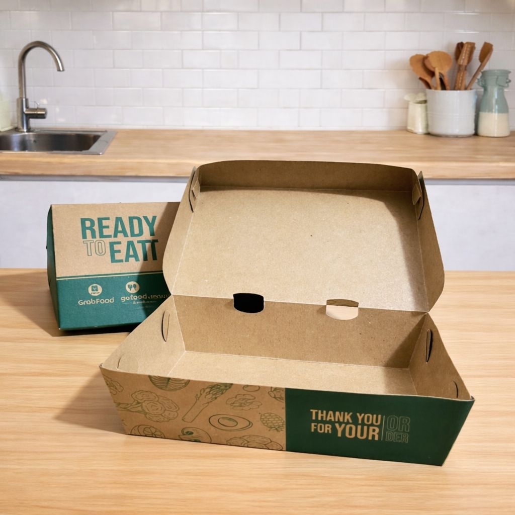 Jual Paper Lunch Box size( L) Kertas Kemasan kraft Ivory putih Laminasi ...