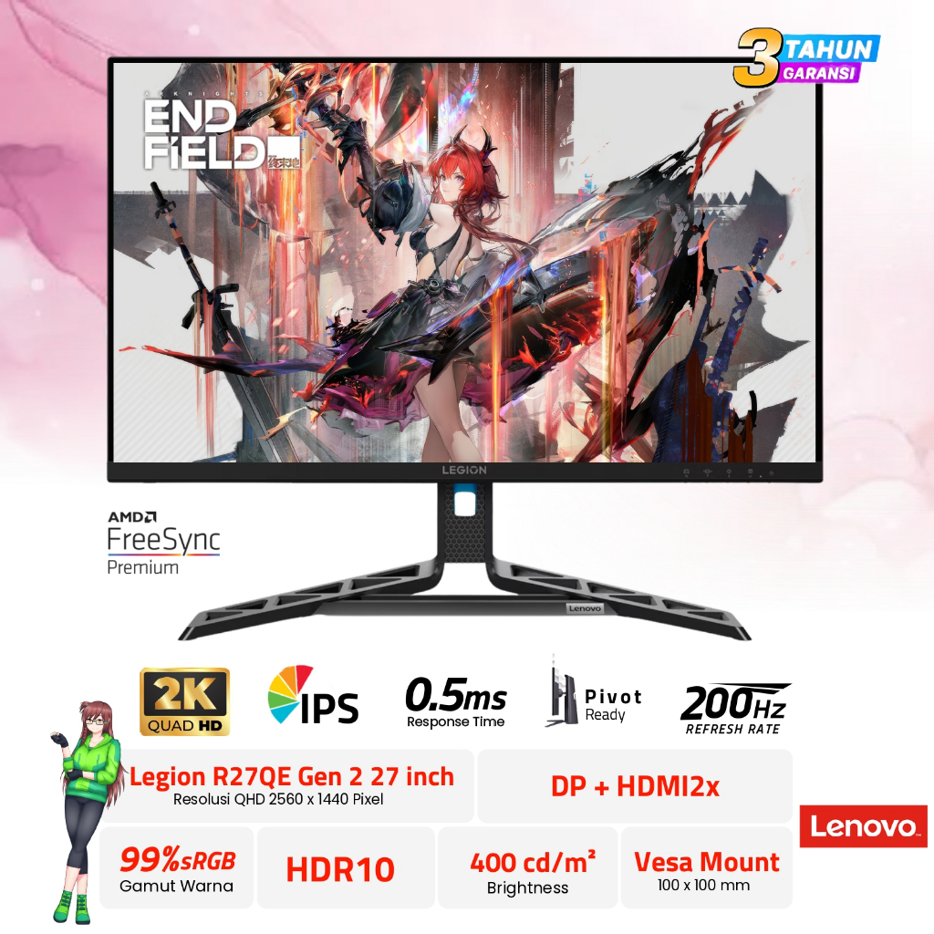 Jual Monitor Lenovo Legion R27QE Gen 2 27" QHD/2K 200Hz IPS FreeSync 99 ...