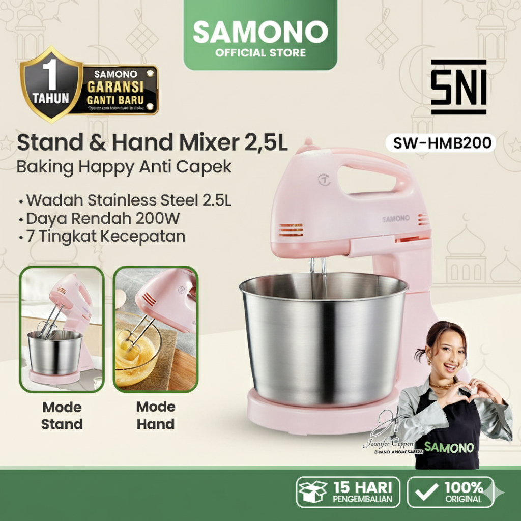 Jual [Spesial Cece Fancy] 2in1 Stand Mixer 2.5 Liter Pink 200W HMB200 ...