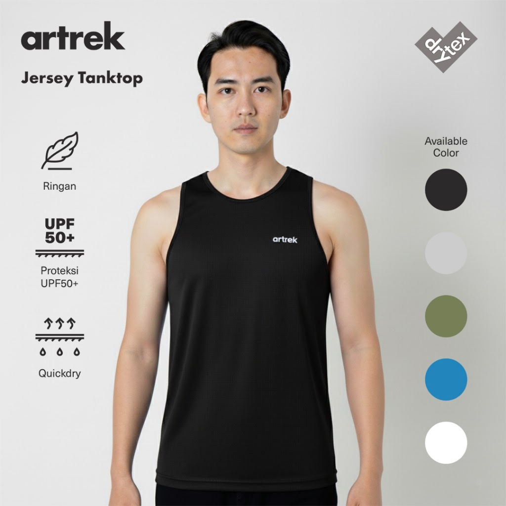 Jual Artrek Active HITAM TANKTOP Baju Lari Olahraga Pria Dry Fit Quick ...