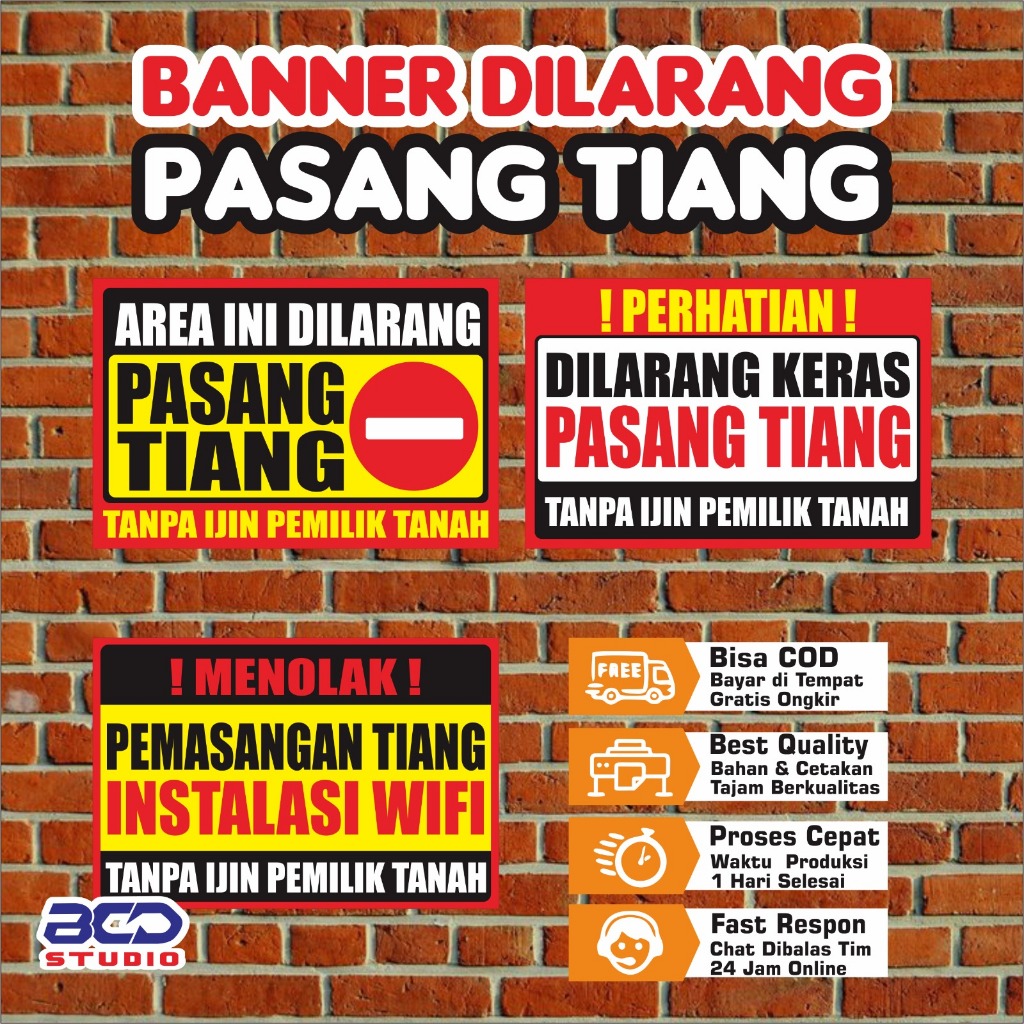 Jual BANER DILARANG PASANG TIANG BACKDROP REKLAME SPANDUK LARANGAN ...