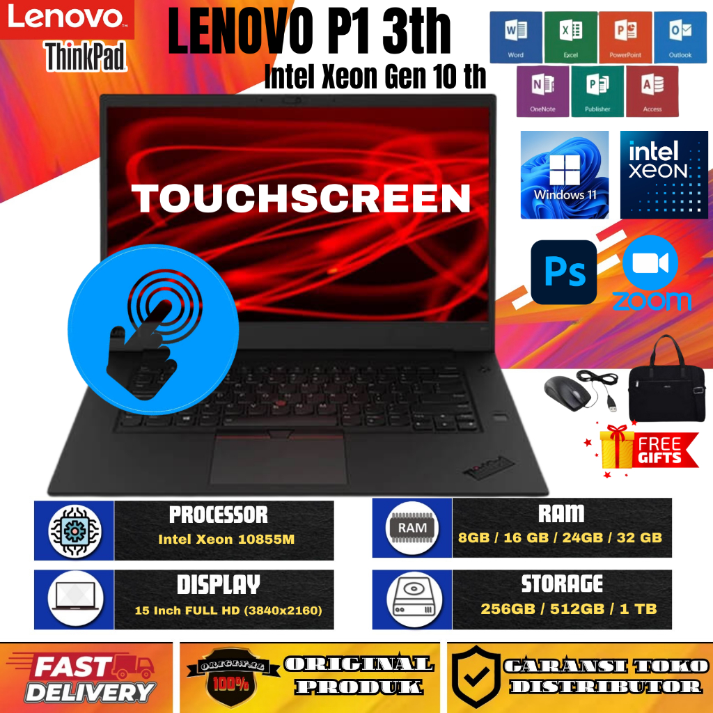 Jual laptop GAMING TOUCHSCREEN LENOVO THINKPAD P1 3th Intel Xeon ...