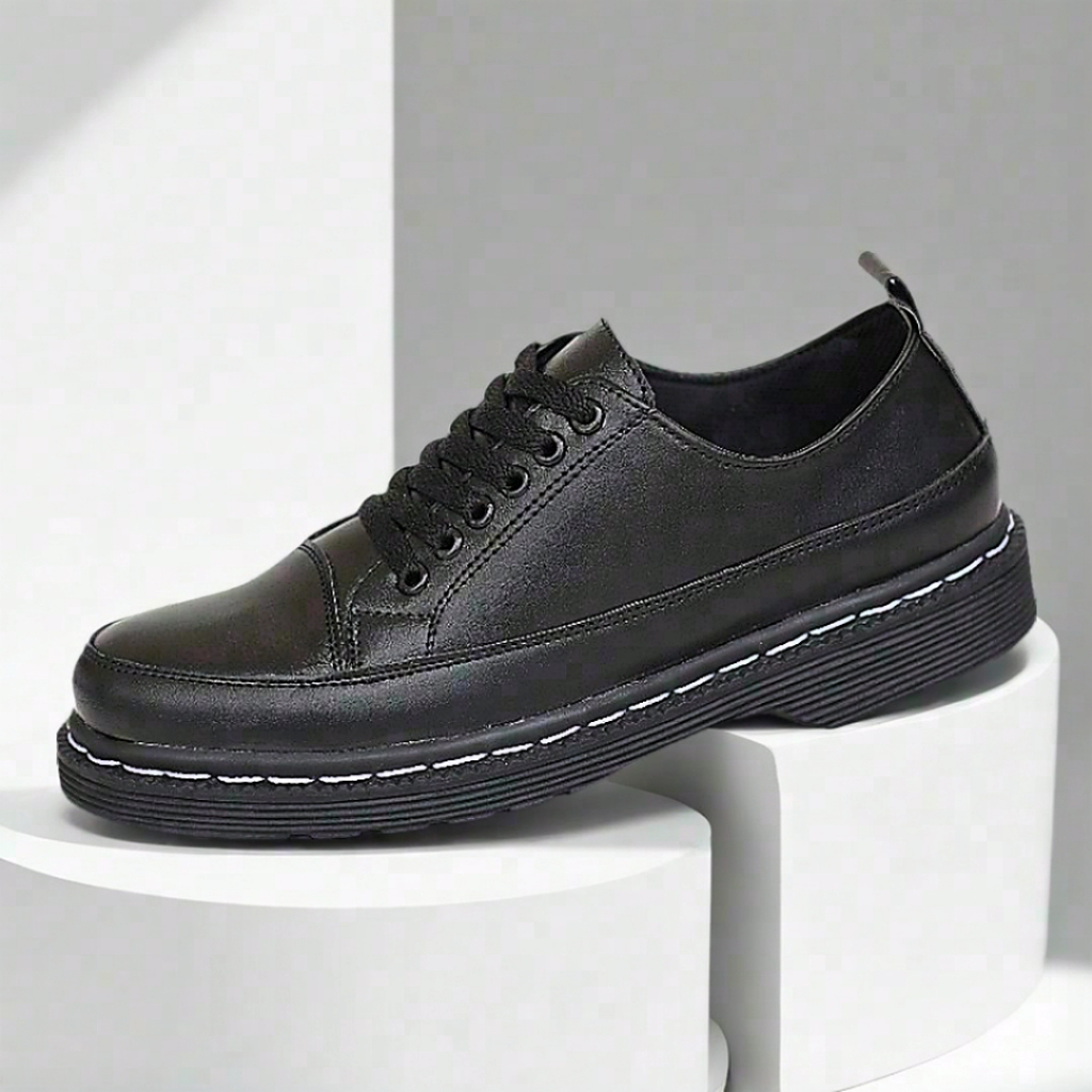 Jual Sepatu Fashion Pria Casual Trendy – Hitam Polos, Nyaman dan Tahan ...