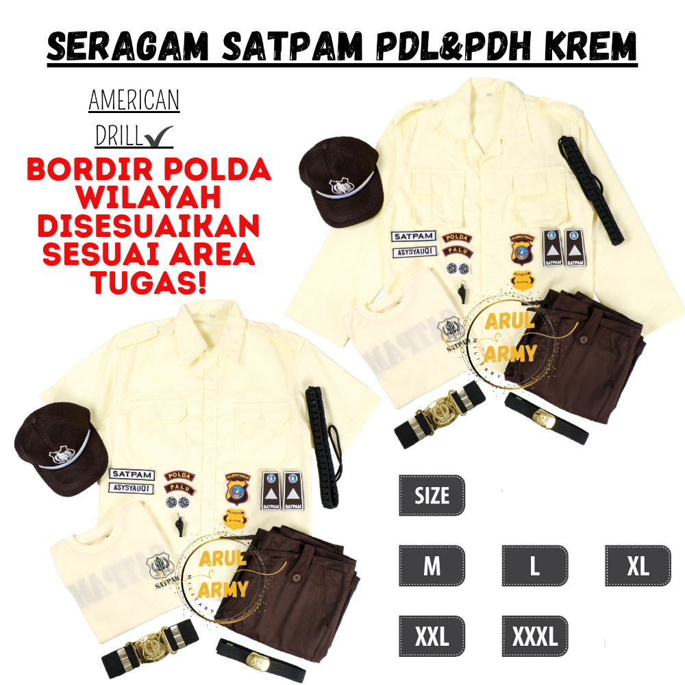 Jual ARUL ARMY PAKET KUMPLIT SERAGAM SATPAM SECURITY PDH PDL CREAM TERBARU 2025 BAJU SATPAM ...