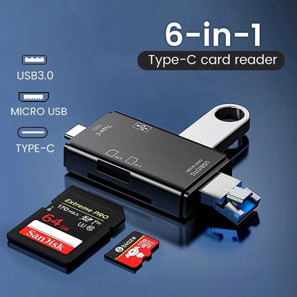Jual OTG 6 in 1 Card Reader Support USB 3.1 Type C / USB 2.0 / SD Card ...