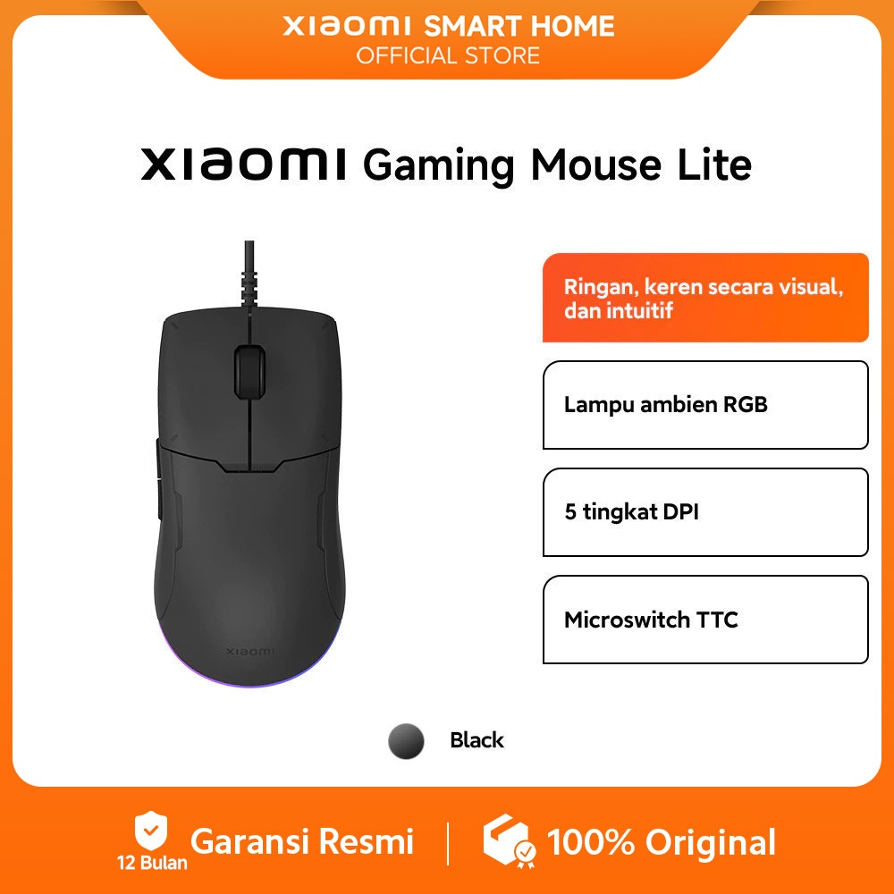 Jual Xiaomi Gaming Mouse Lite | Lampu ambien RGB | 5 tingkat DPI ...