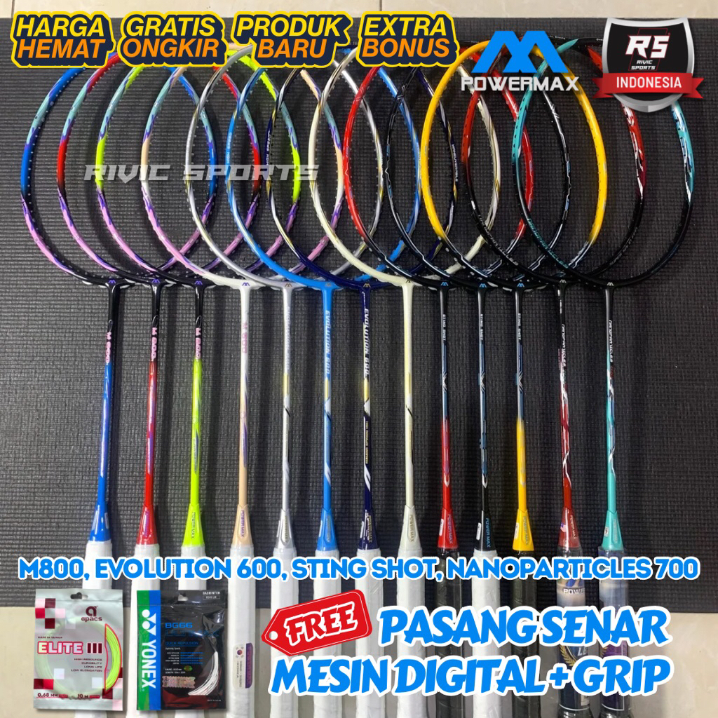 Jual Raket POWERMAX M800, EVOLUTION 600, STING SHOT, NANOPARTICLES 700 ...