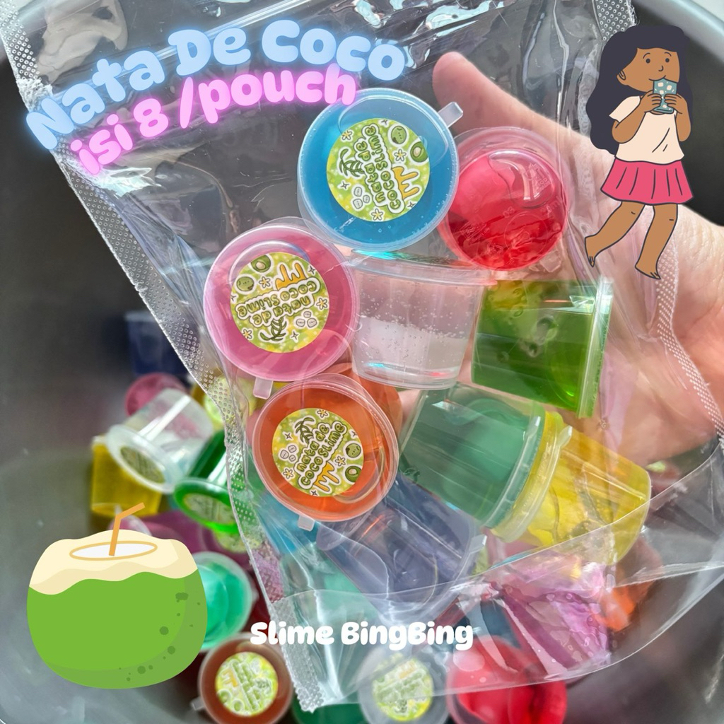 Jual Nata De Coco ISI 8 Slime Wangi Jelly Cube Slime Bing Bing | Shopee ...
