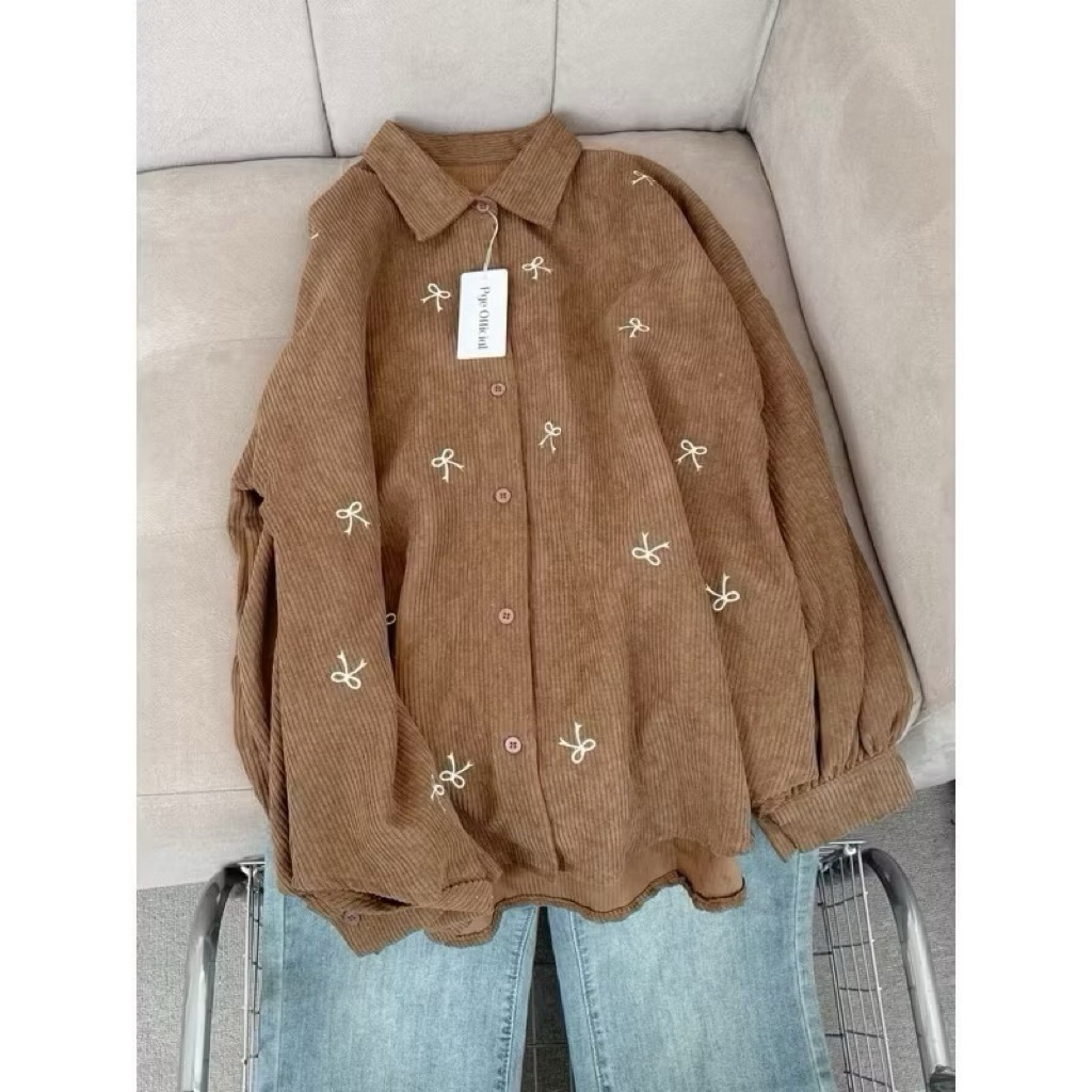 Jual GIRLFASHIONSTORY ORIGINAL FANZIE KEMEJA CORDUROY BORDIR PITA ...