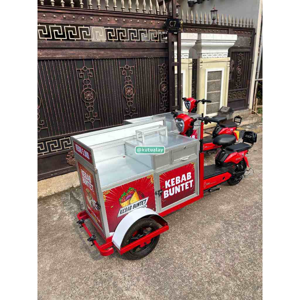 Jual Custom Gerobak Kebab Keliling Sepeda Listrik 500w Bahan Aluminium ...