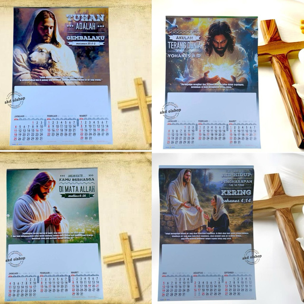 Jual Kalender Rohani Tahun 2026 4 lembar 3 bulanan 3 pilihan varian ...