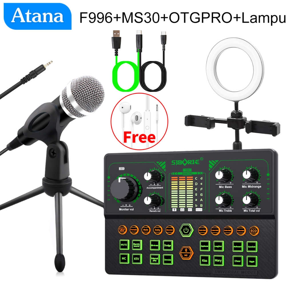 Jual Siborie F996 Soundcard+MS30 Mic+OTGPRO Kable+Ring Light Live Full ...