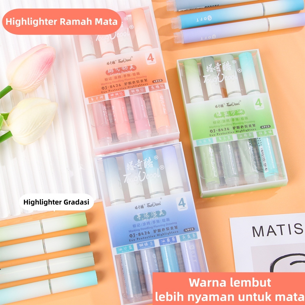 Jual 4pcs/Box Highlighter Marker Pen Gradient / Pulpen Stabilo Warna ...