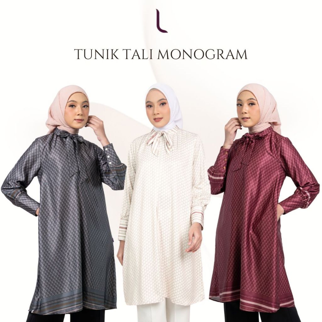 Jual Elzatta Atasan Wanita Tunik Motif Tali Monogram | Shopee Indonesia