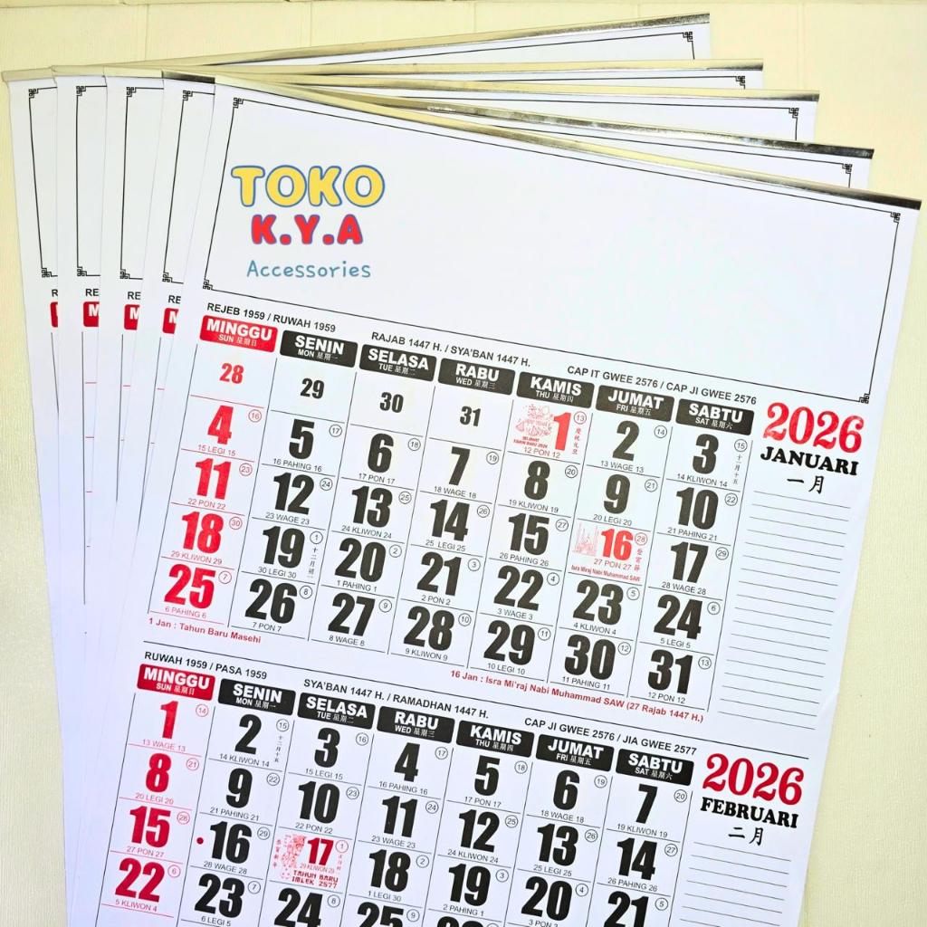 Jual KALENDER KERJA JUMBO DWI BULAN 2026/ KALENDER JUMBO TERBARU DWI ...