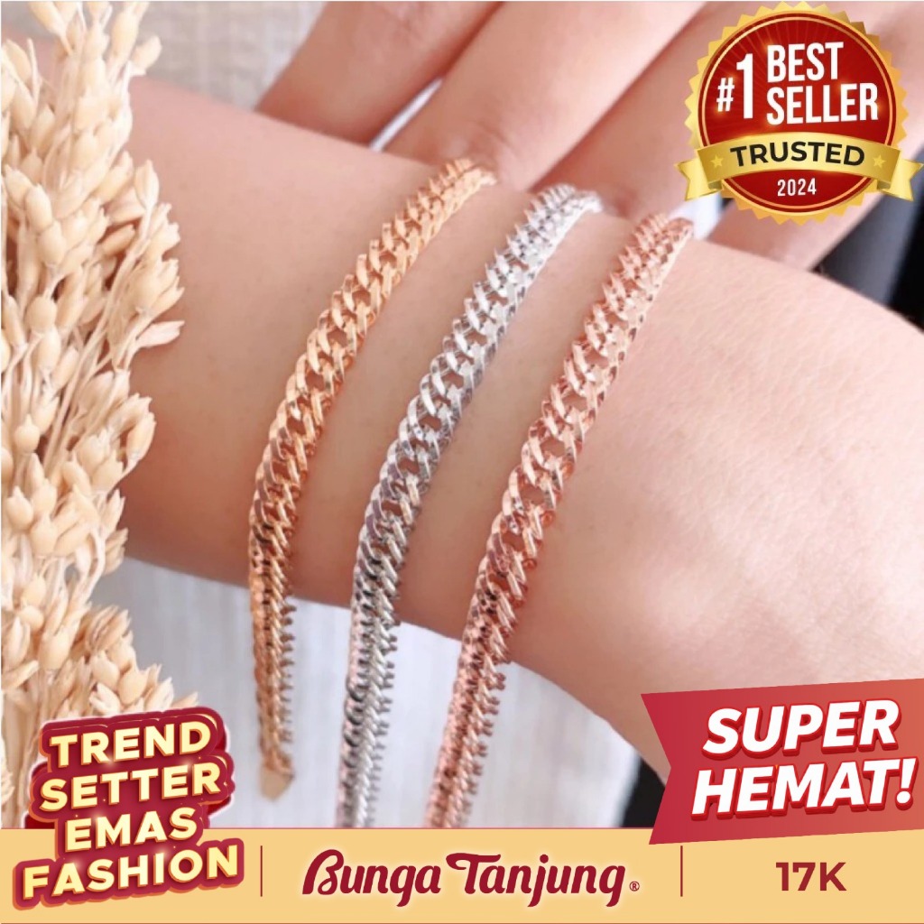 Jual GELANG JEDAR SISIK NAGA - EMAS 17K - BUNGA TANJUNG | Shopee Indonesia