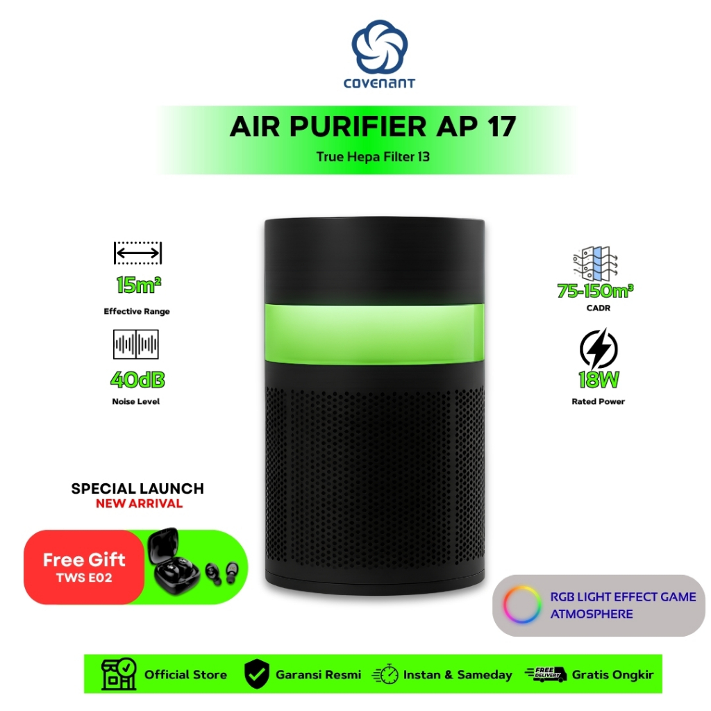 Jual Covenant Air Purifier AP17 Gaming RGB Light Pembersih Udara 2in1 ...