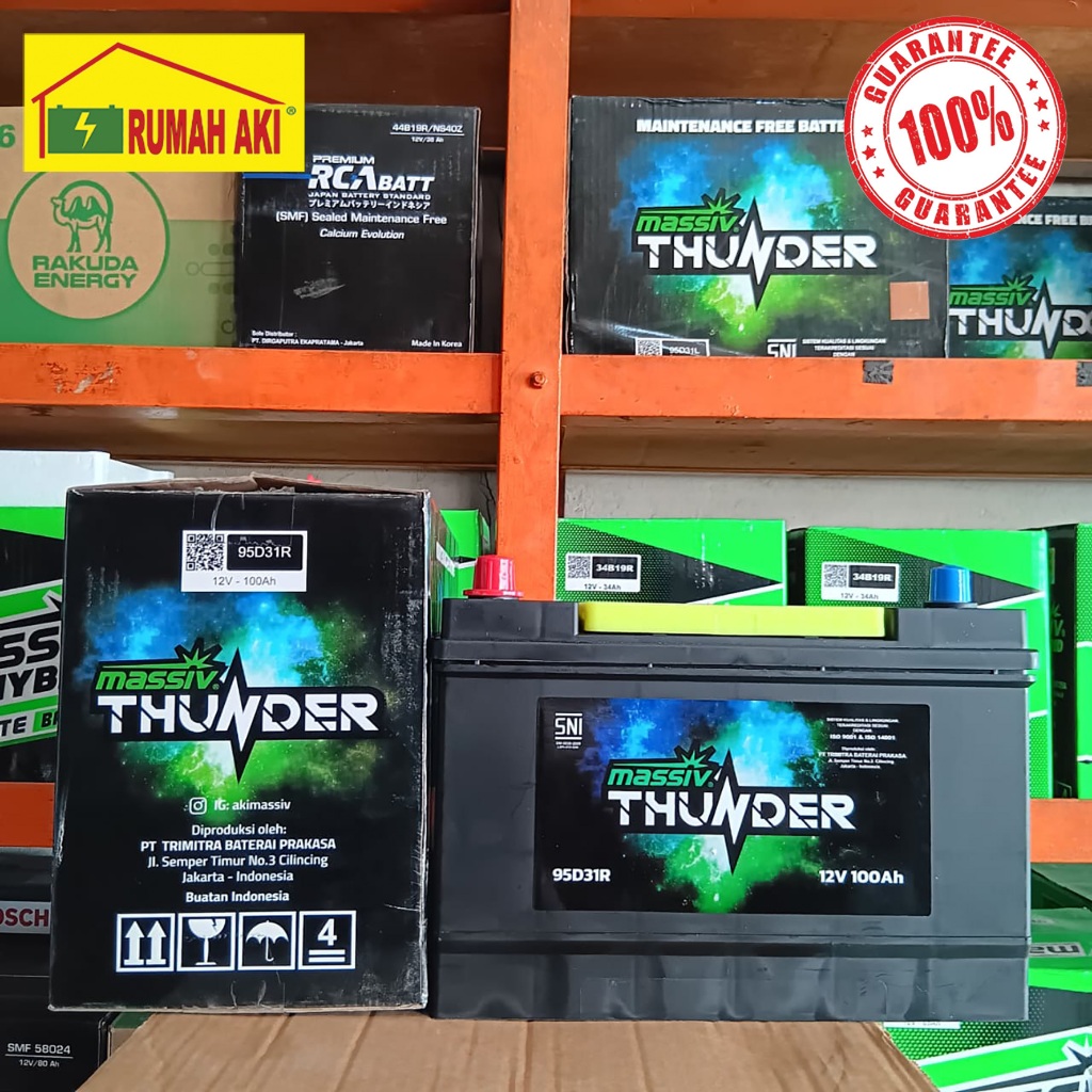 Jual Aki Mobil Massiv Thunder NX120-7R / 95D31R 12V 80AH Aki Kering ...