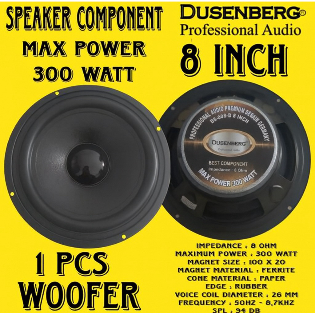 Jual SPEAKER 8 INCH DUSENBERG BEST COMPONENT WOOFER DS-008-B ORIGINAL ...