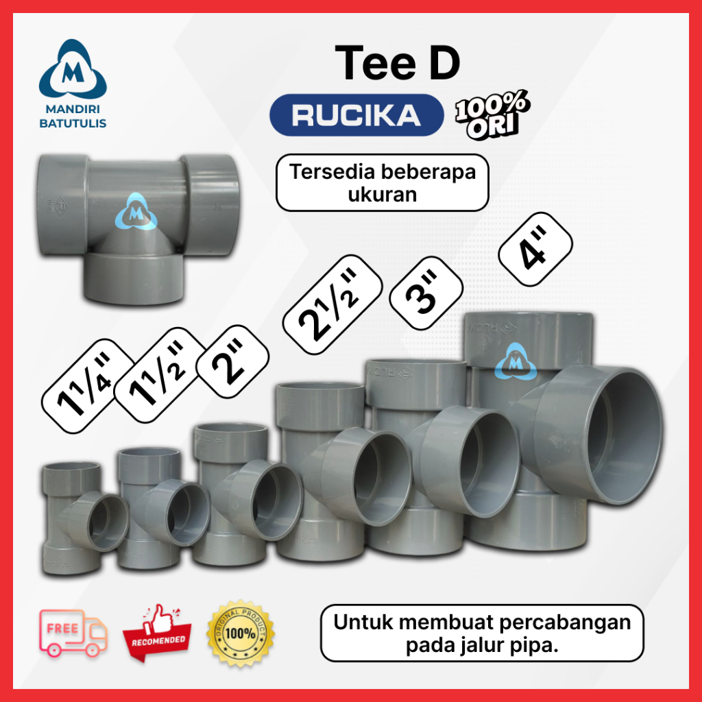Jual Tee D RUCIKA Original Sambungan Pipa PVC - Fitting Pipa Tiga Arah ...