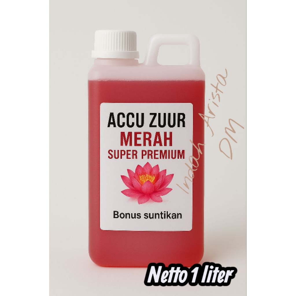 Jual Air Accu Zuur Merah 1 Liter – Super Premium + Bonus Suntikan ...