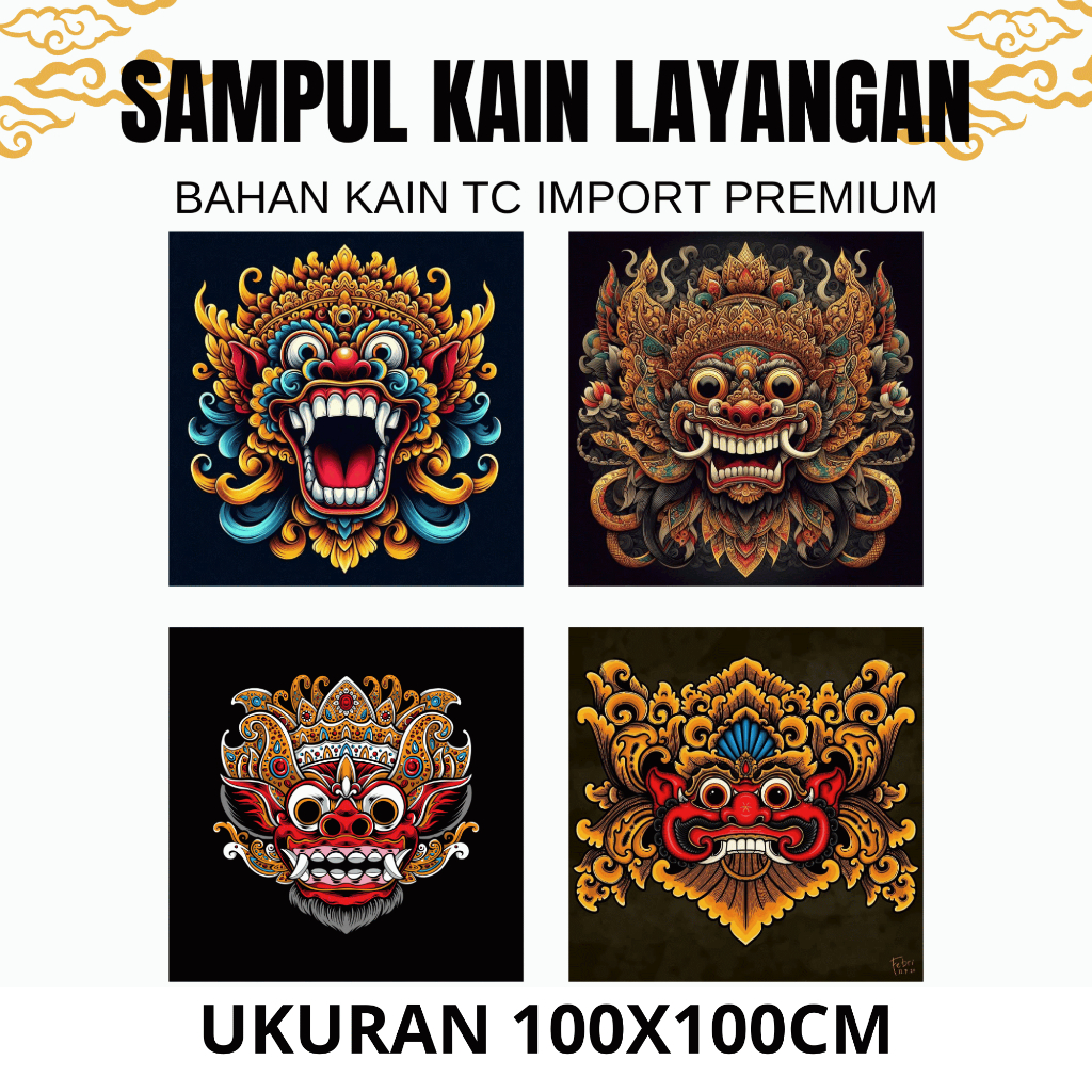 Jual SAMPUL KAIN LAYANGAN(100x100) SAMAK LAYANG LAYANG GAMBAR BARONGAN ...