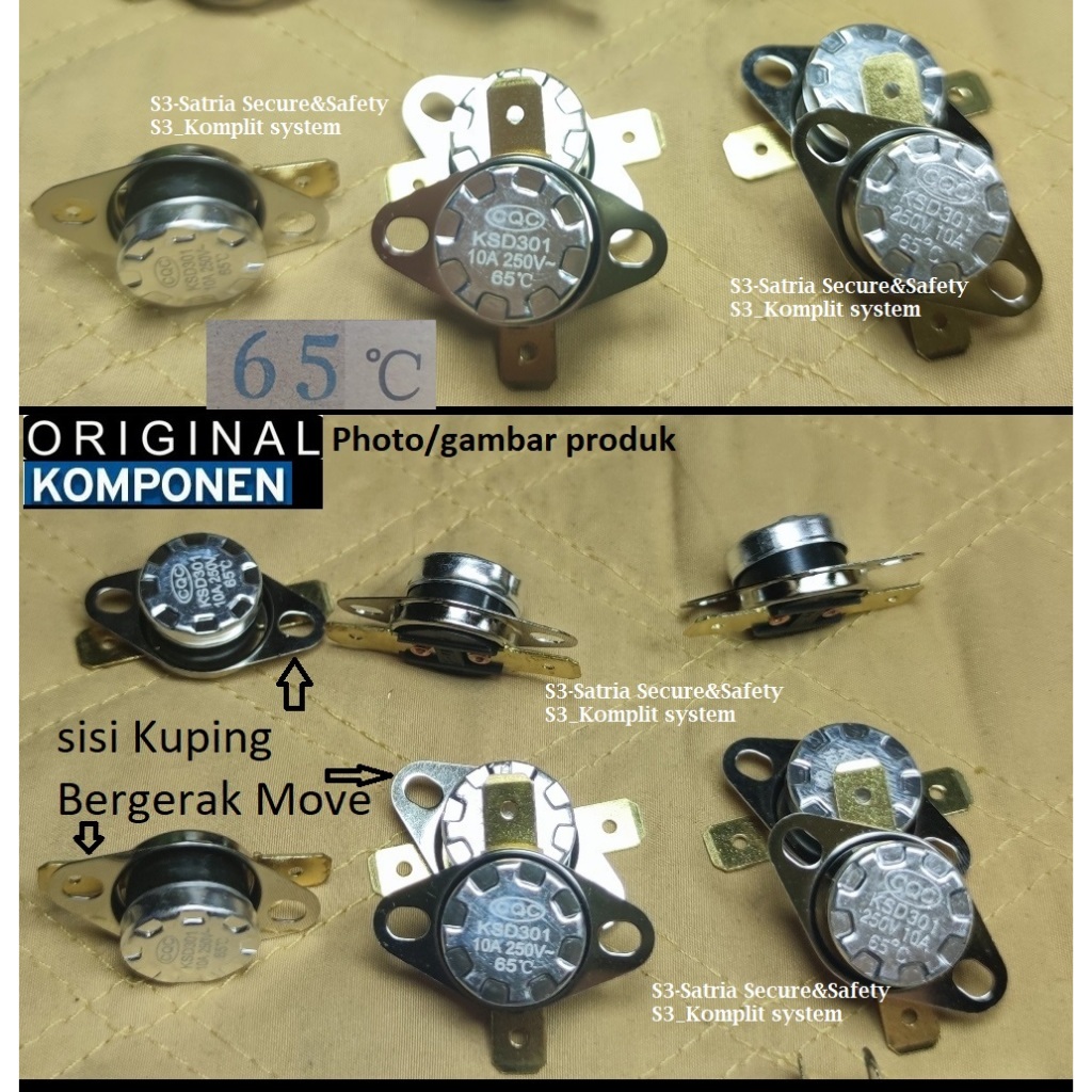 Jual 65C Thermostat Sensor Suhu Pemutus Arus Otomatis Bimetal 65 C ...