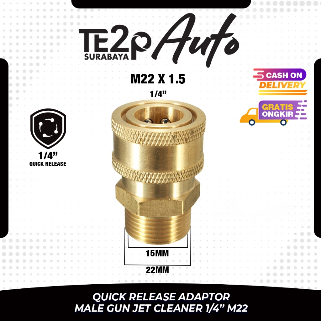 Jual Te2p Auto Quick Release Adaptor M22 1/4" Male Nepel Sambungan ...