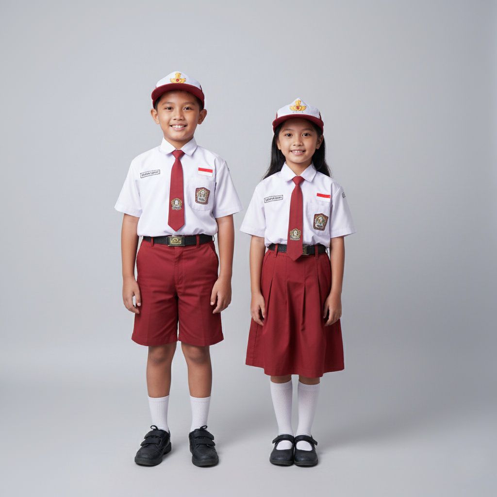 Jual TOPI SD MERAH/PUTIH LOGO BORDIR | Shopee Indonesia