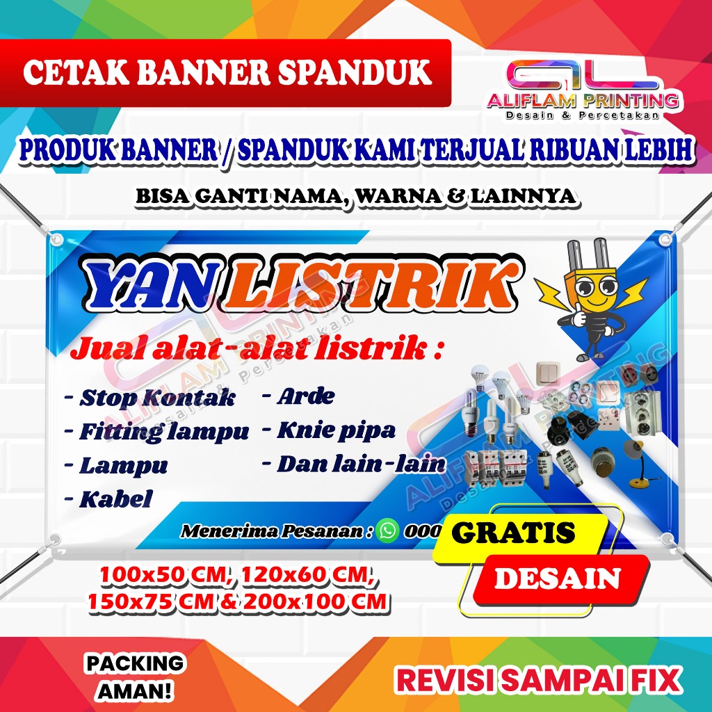 Jual CETAK BANNER JUAL ALAT LISTRIK | SPANDUK FREE DESAIN | Revisi ...