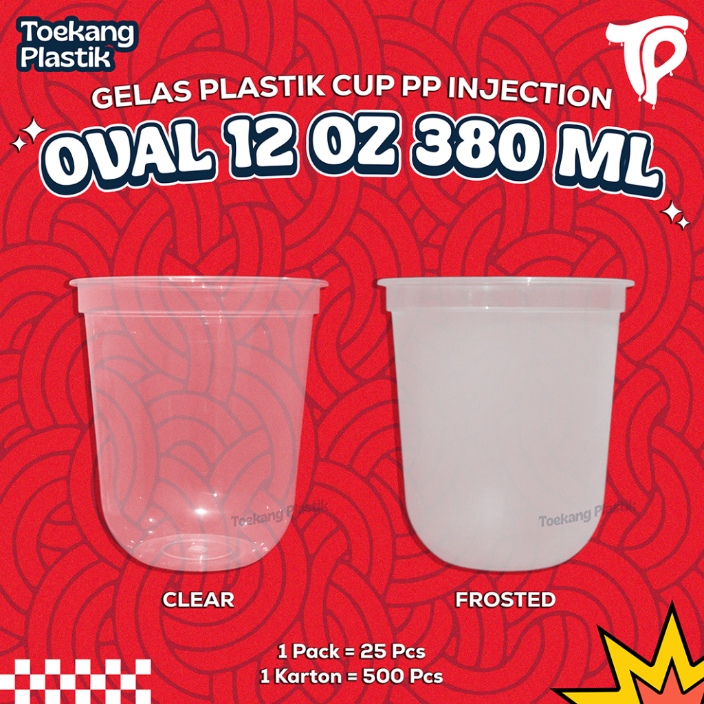 Jual Gelas Plastik Cup PP Injection Oval 12oz 380ml ( CLEAR & FROSTED ...
