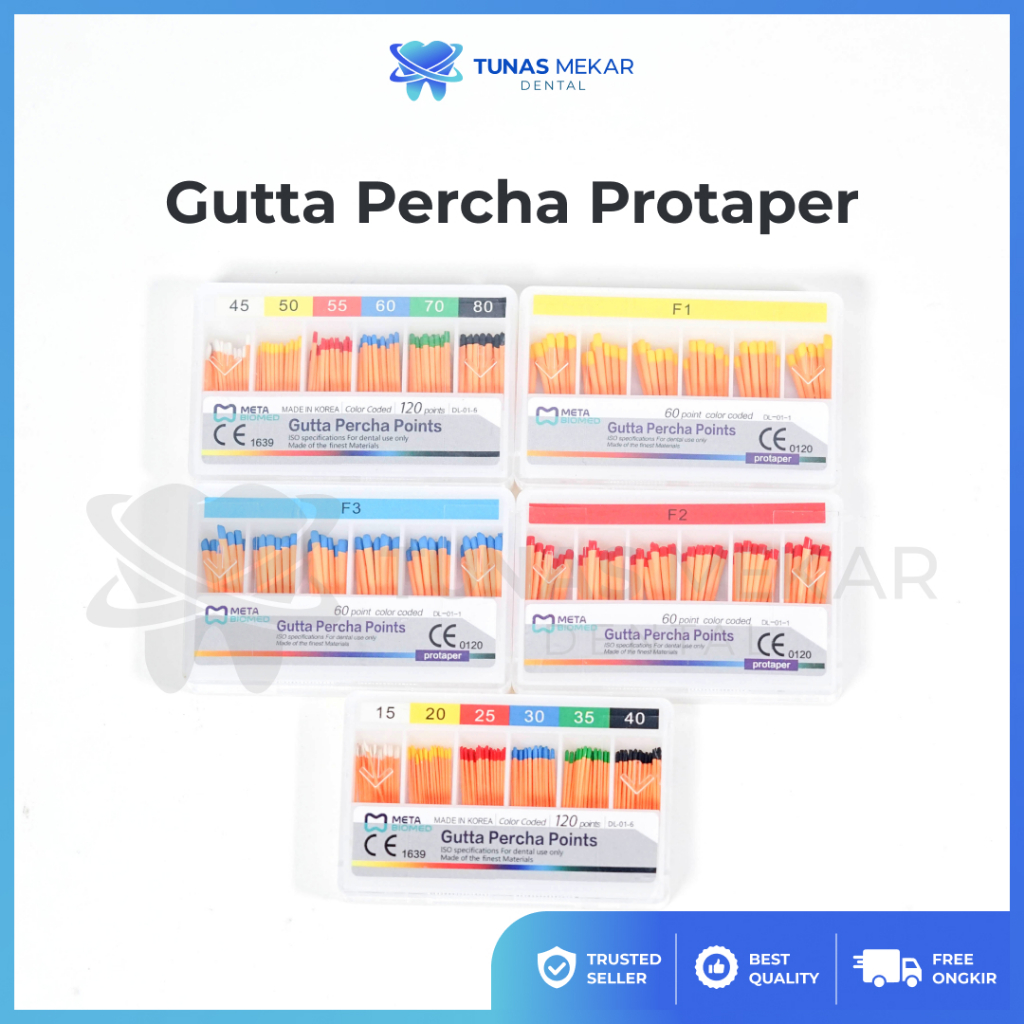 Jual Gutta Percha Protaper Guttapercha Guttap F1 F2 F3 15-40 45- 80 ...