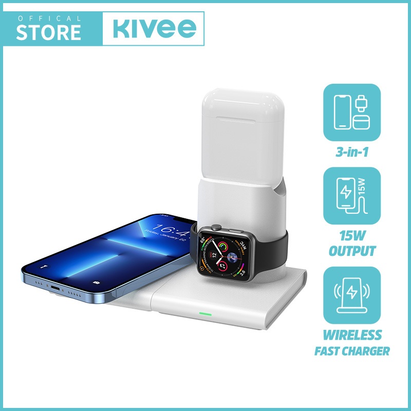 Jual KIVEE Charger Wireless Fast Charging Magnetic 3In1 Charging ...