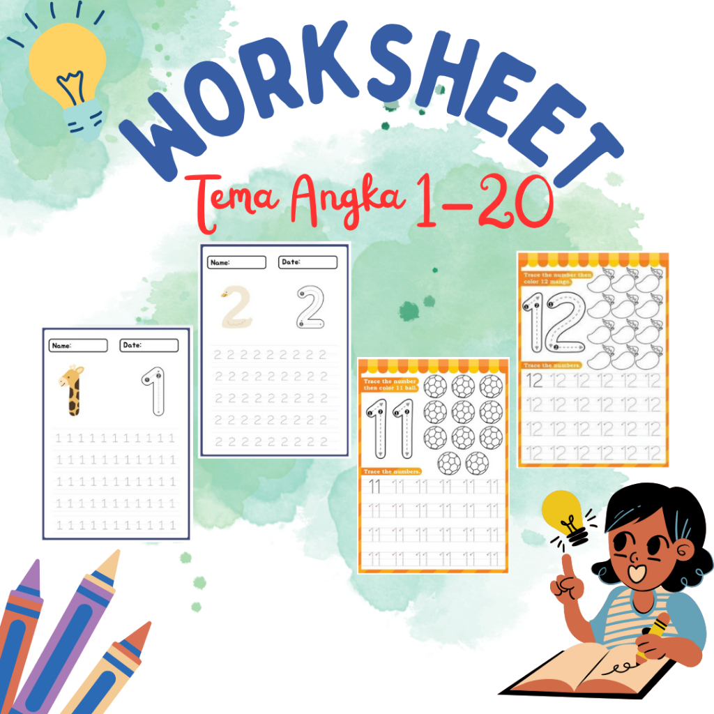 Jual 20 Lembar Worksheet Menulis Angka untuk Anak Paud/TK - Lembar ...