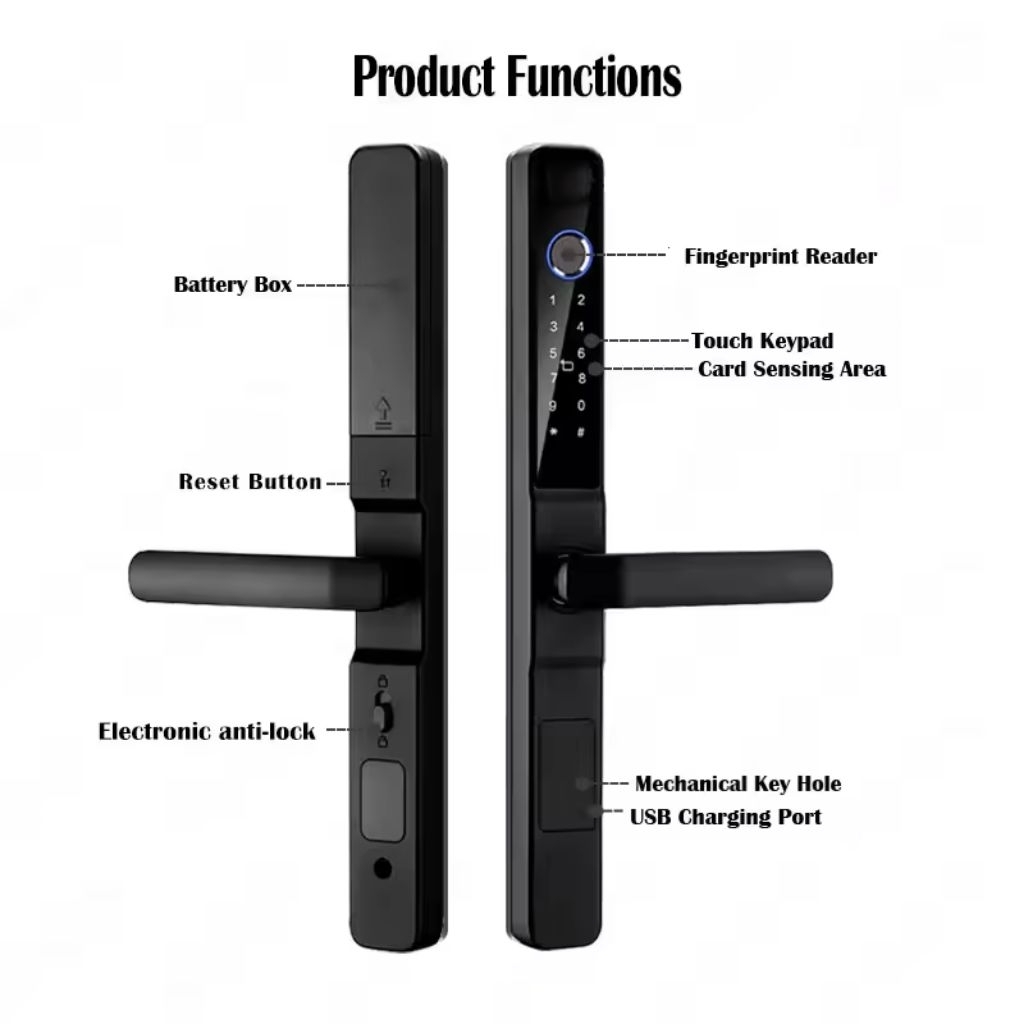 Jual Smart Door Lock Slim Lock Waterproof Fingerprint Card PIN / Smart ...